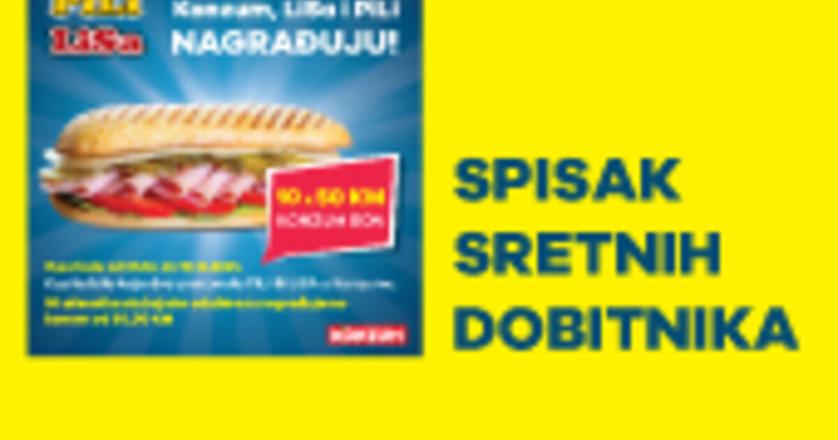 Spisak dobitnika Konzum, LiSa i PiLi nagrađuju! | Konzum